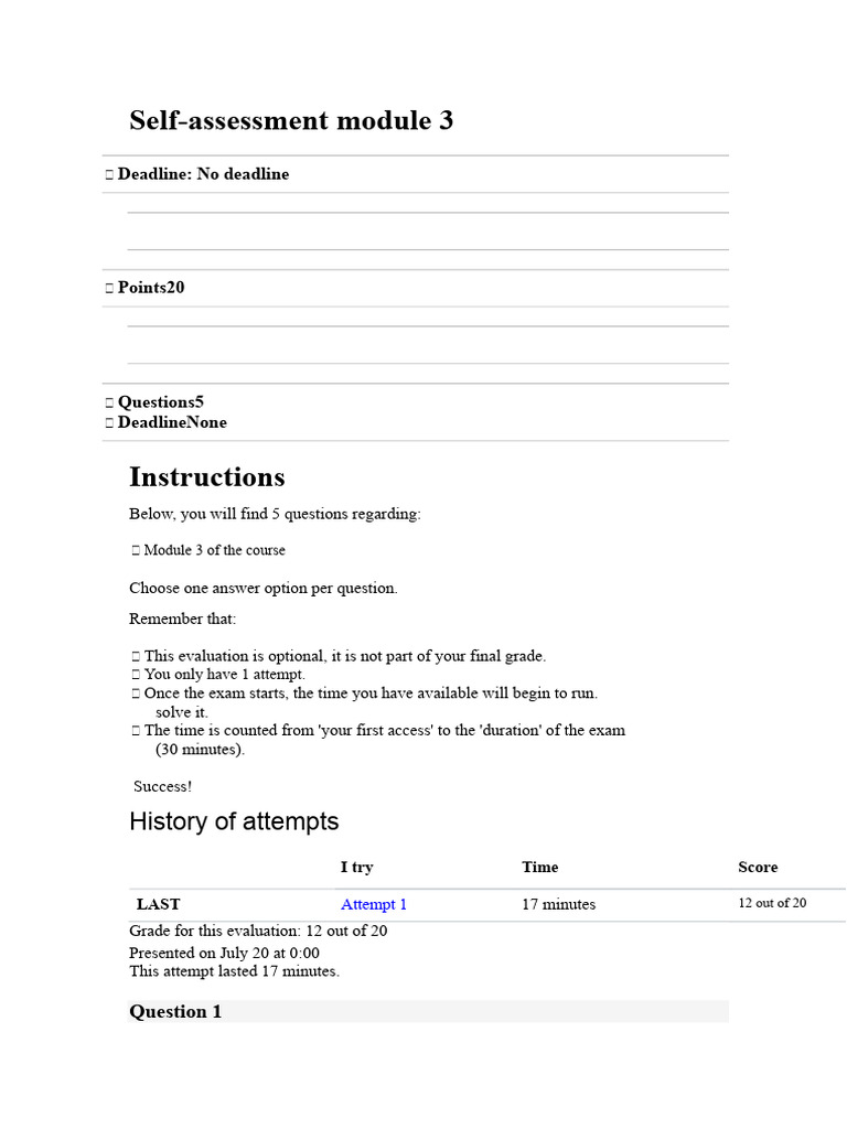 Self-Assessment Module 3 | PDF
