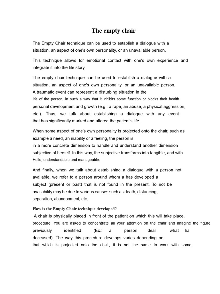The Empty Chair | PDF | Gestalt Therapy | Feeling
