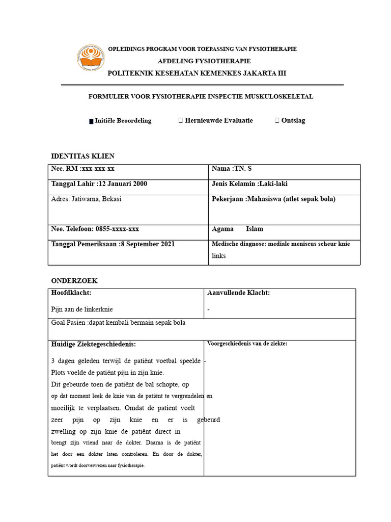 Klinische Status - Meniscus Scheur | PDF