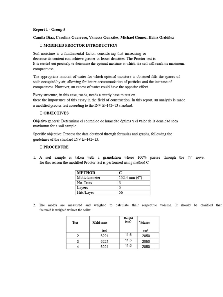 Report 1 - Modified Proctor and CBR For Granular Soils | PDF