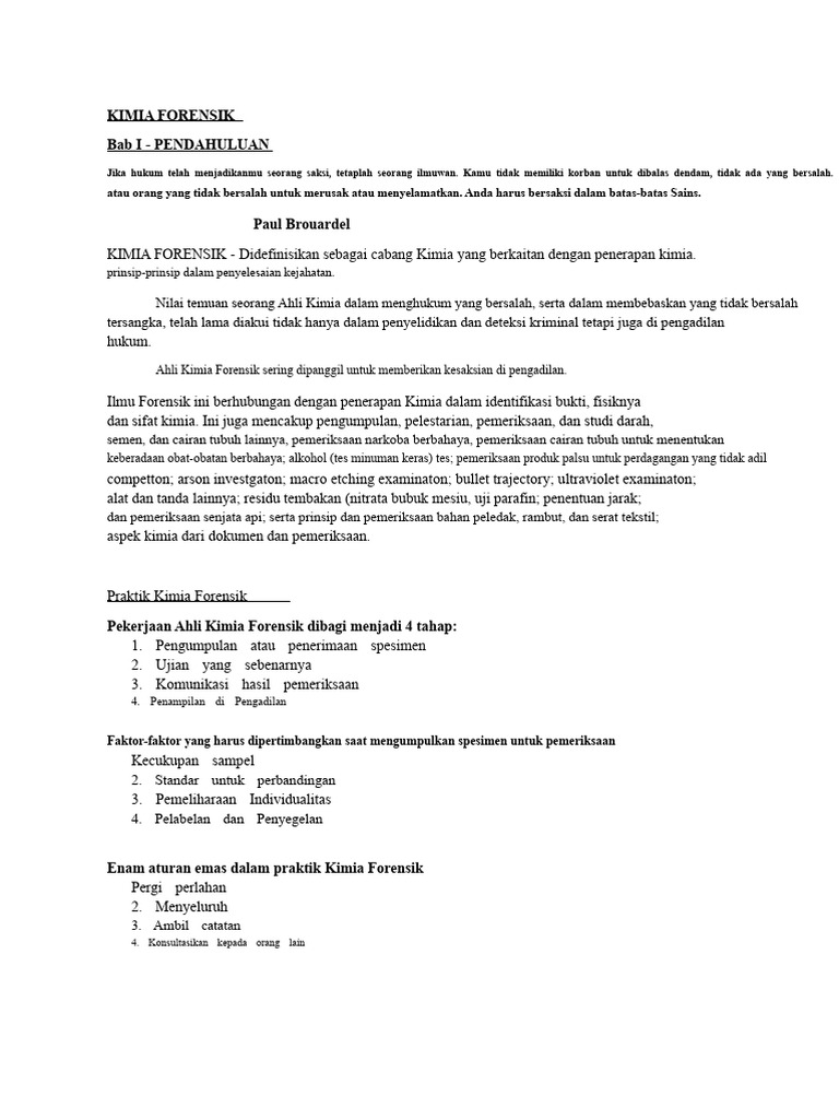 Kimia Forensik Preliminer | PDF