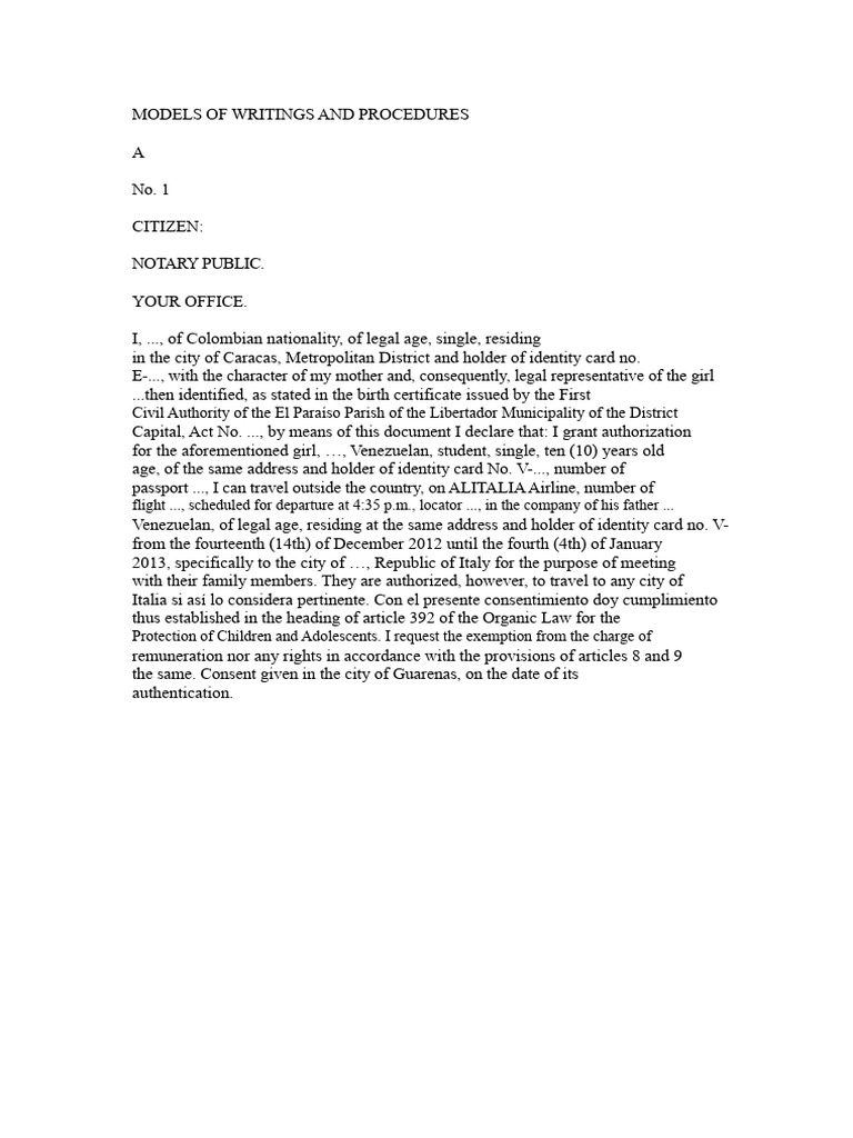 Models of Writings and Procedures | PDF | Identity Document | Divorce