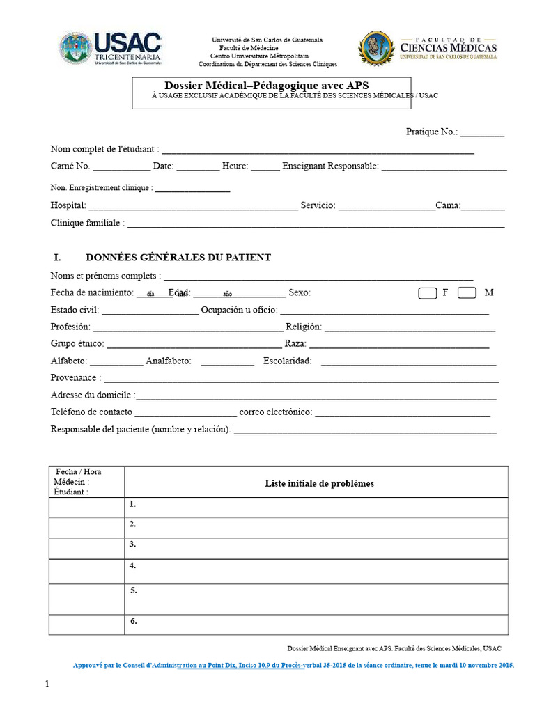 Dossier Médical Pédagogique USAC | PDF | Médecine | Soins de santé