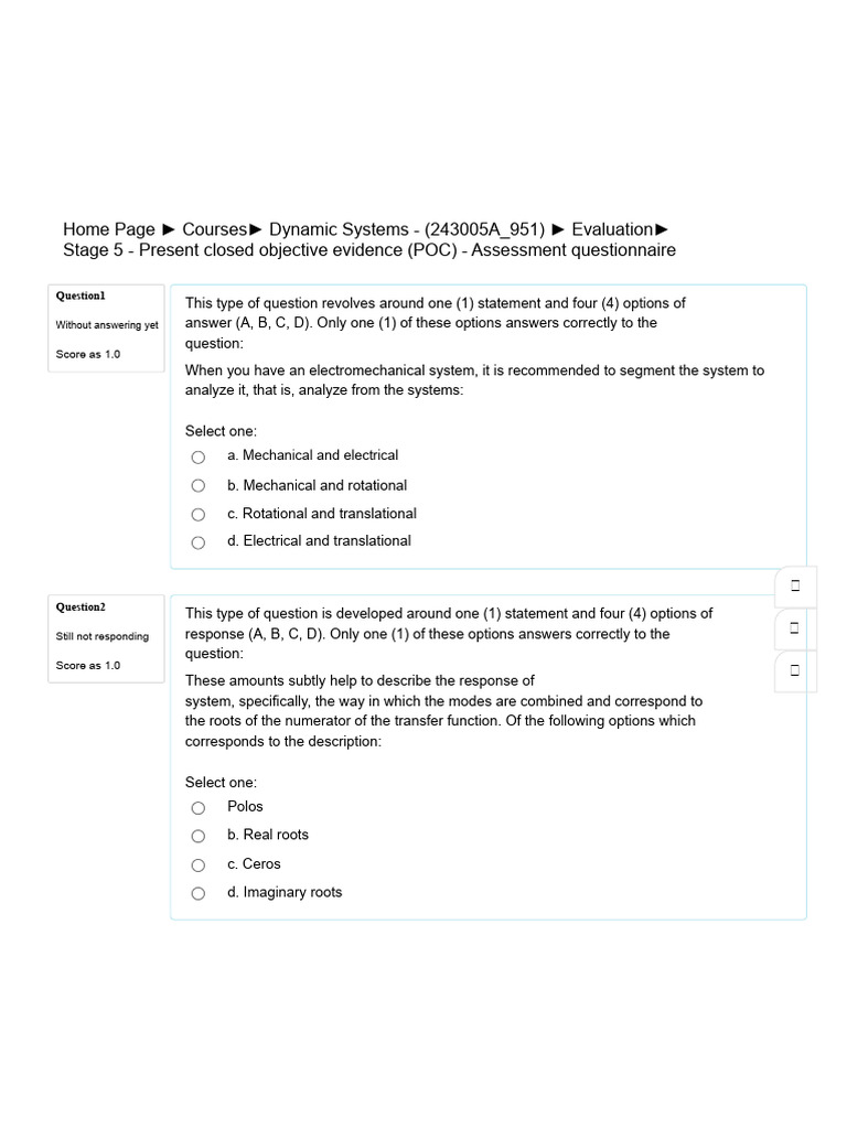 Stage 5 - Present Closed Objective Test (POC) - Evaluation ...