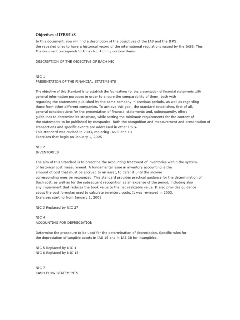 Objectives of IFRS and IAS Standards | PDF | International Financial ...