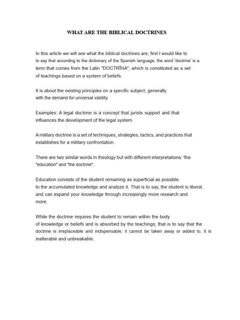 What Are The Biblical Doctrines | PDF | Jesus | Acts Of The Apostles