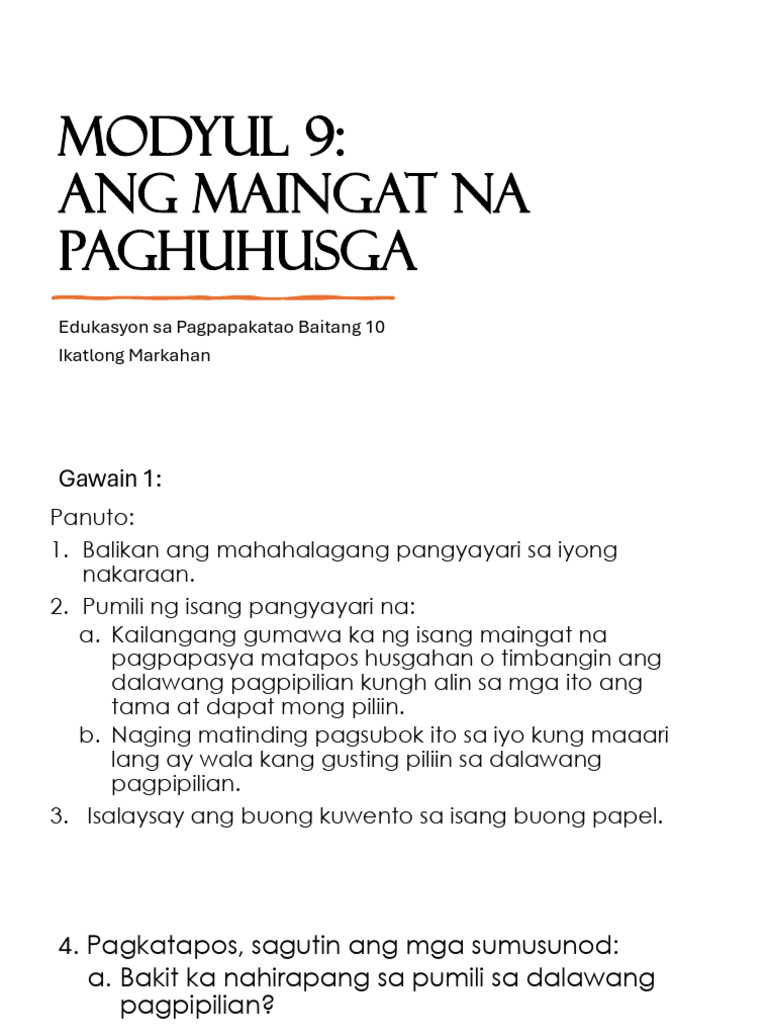 Modyul 9 ESP 10 | PDF