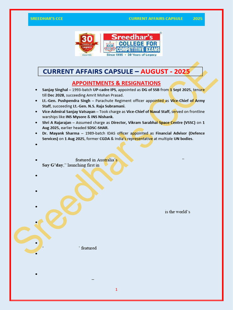 Monthly CA Capsule Sreedhars-1 | PDF