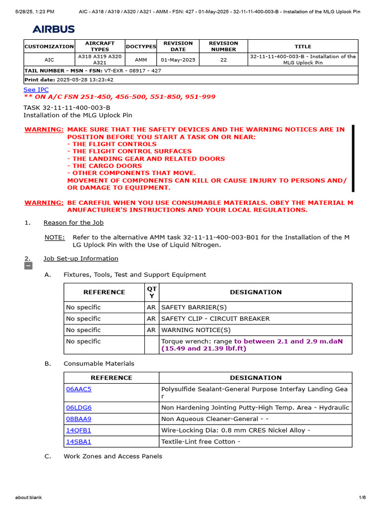 MLG Uplock Pin Installation Guide | PDF | Aircraft | Aviation