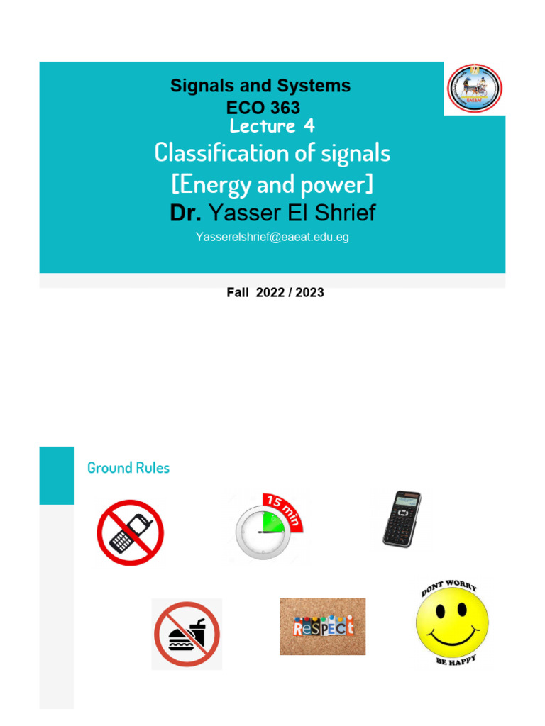 Lecture 4 - Signal | PDF | Electrical Engineering | Signal Processing