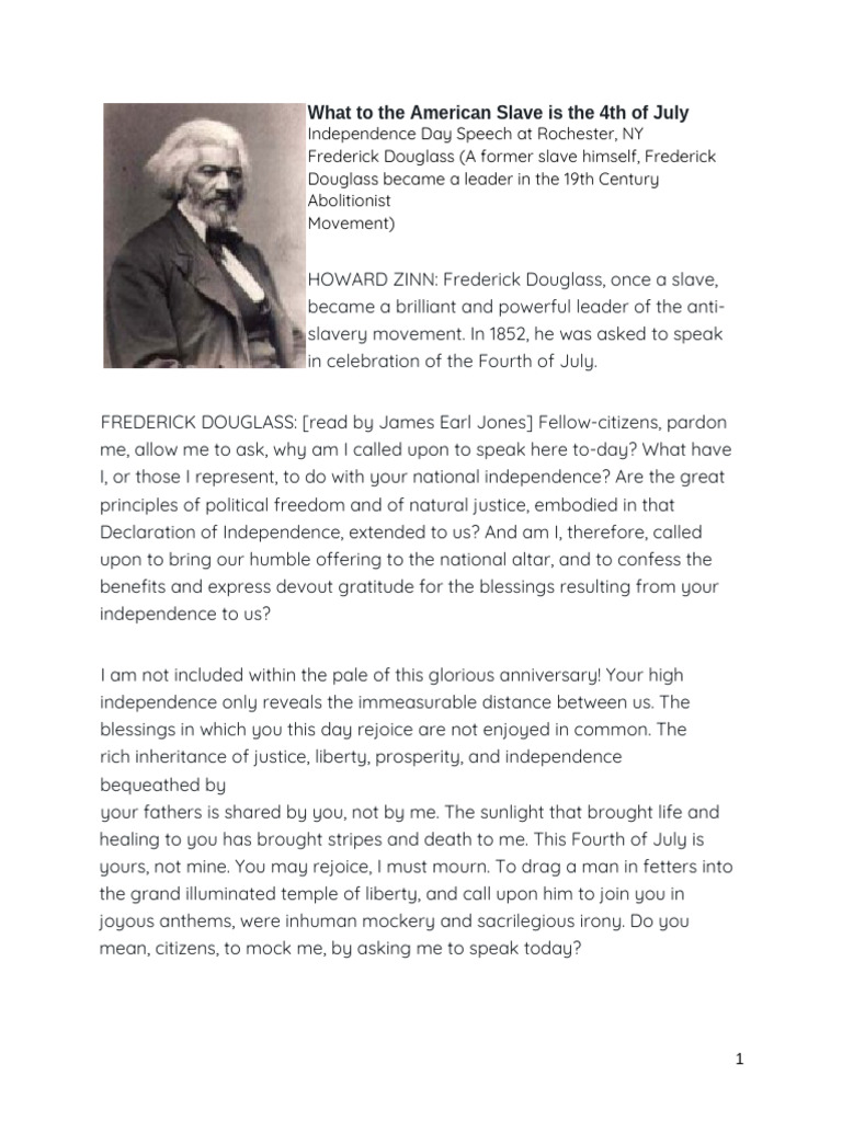 Douglass' Fourth of July Speech Analysis | PDF | Frederick Douglass
