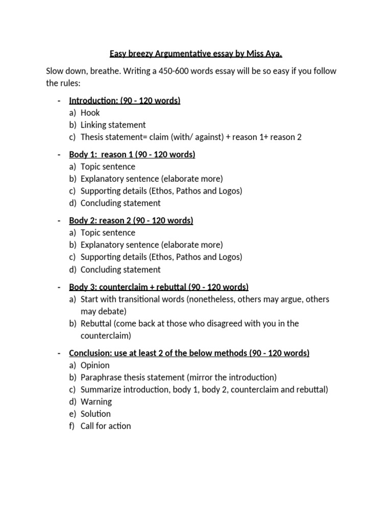 Easy Breezy Argumentative Essay by AKNS English Department | PDF