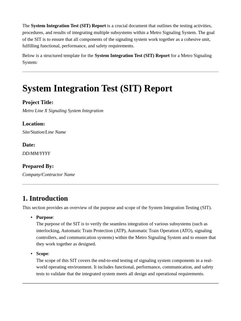 System Integration Test (SIT) Report | PDF | Simulation | System