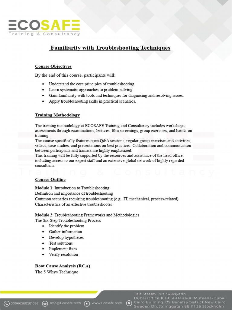 Troubleshooting Outline | PDF | Troubleshooting | Methodology