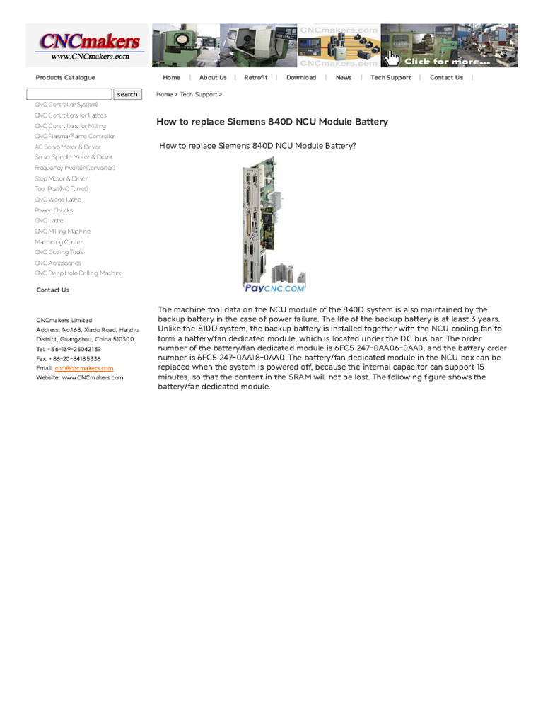 Siemens 840D NCU Battery Replacement Guide | PDF | Electricity ...