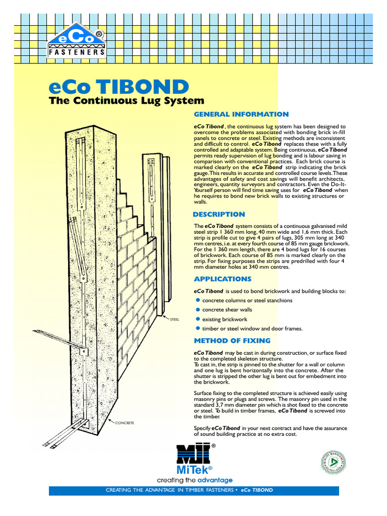 ECo Tibond - Continuous Lug System | PDF | Brick | Building Materials