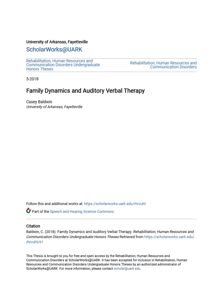 Family Dynamics in Auditory Verbal Therapy | PDF | Socioeconomic Status ...