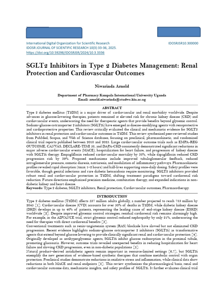 SGLT2 Inhibitors: Renal & Cardiovascular Benefits | PDF | Chronic ...