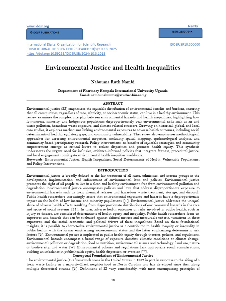 Environmental Justice and Health Inequalities (WWW - Kiu.ac - Ug) | PDF ...