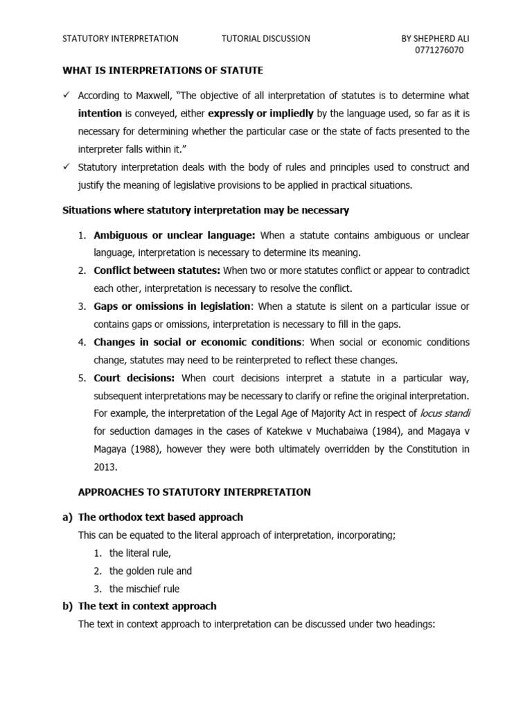 Interpretations of Statute | PDF | Statutory Interpretation | Plain ...