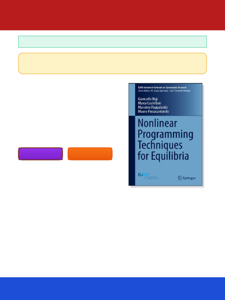 Nonlinear Programming Techniques For Equilibria Giancarlo Bigi Ebook ...