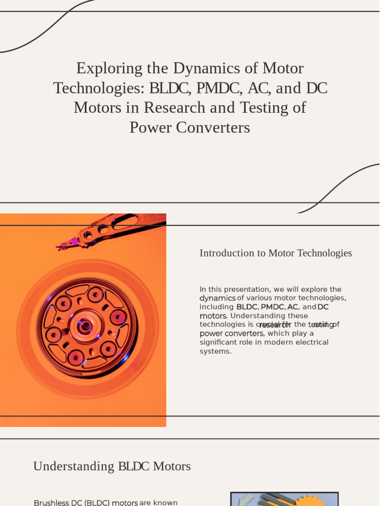 Slidesgo Exploring The Dynamics of Motor Technologies BLDC PMDC Ac and ...