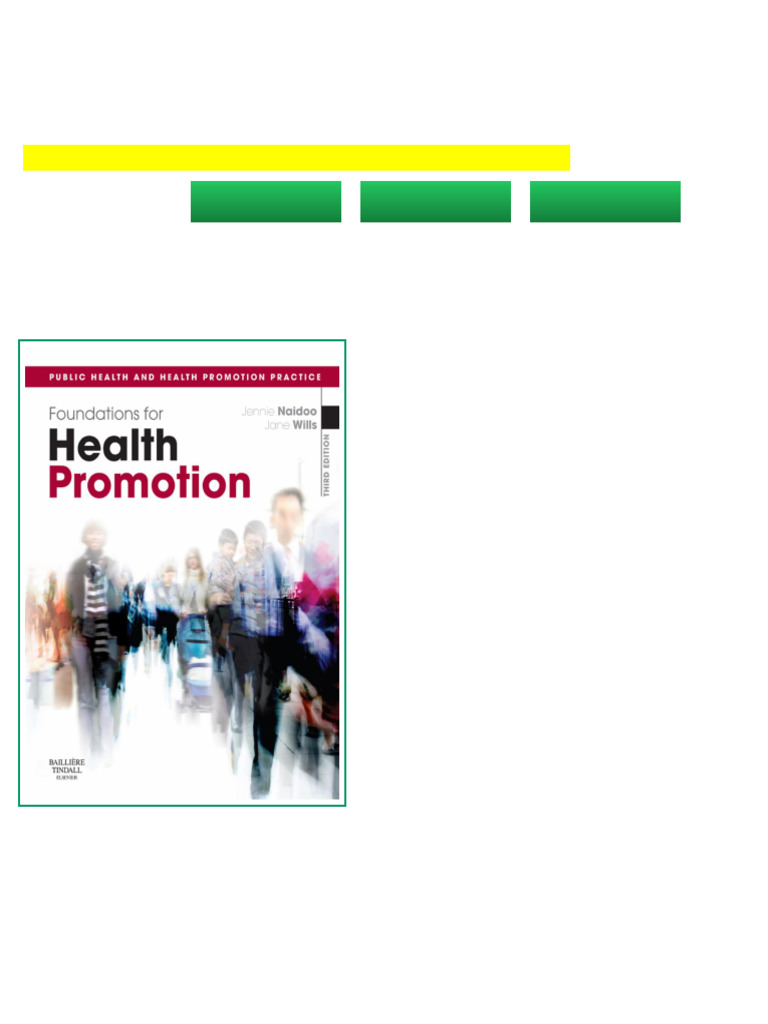 Foundations For Health Promotion 3rd Edition Wei Zhi Ready To Read | PDF