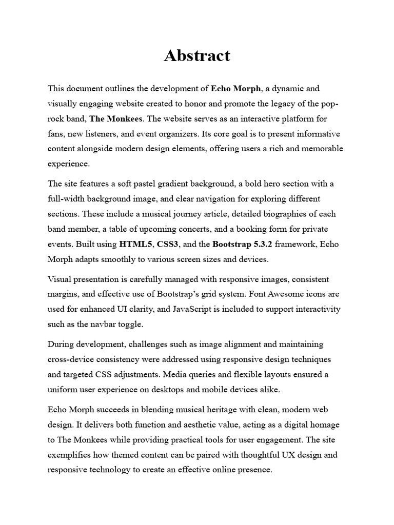 Echo Morph Project Report | PDF | Bootstrap (Front End Framework ...