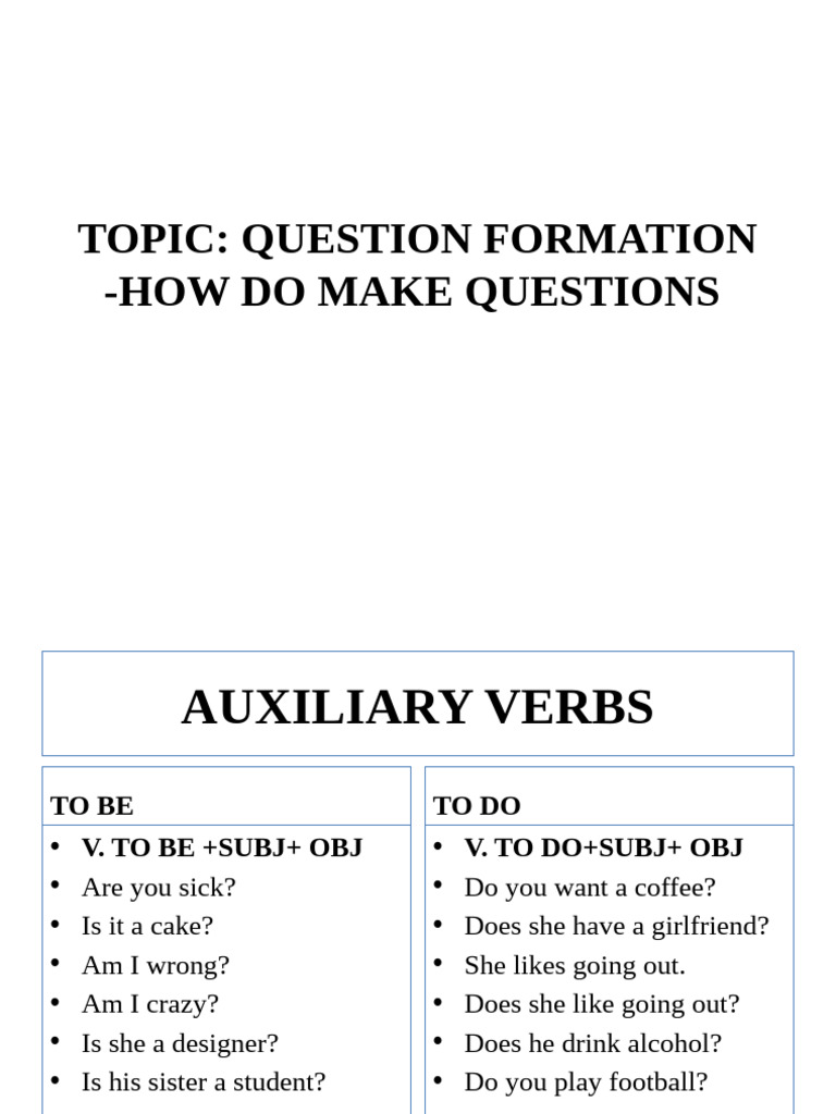 Question Formation | PDF