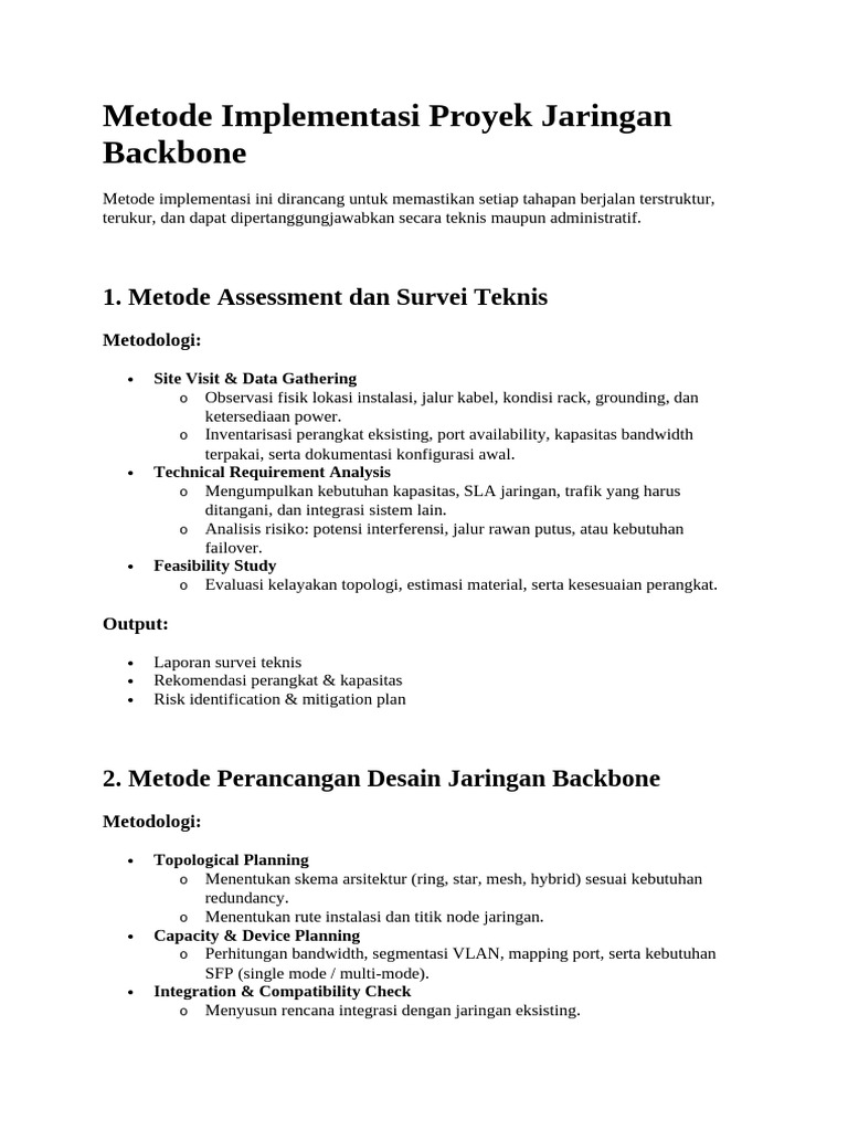 Metode Implementasi Jaringan Backbone | PDF