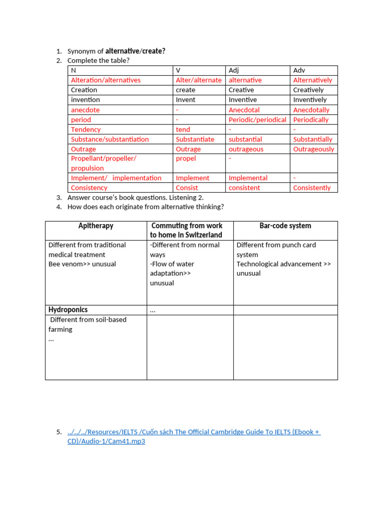 Synonyms and Alternative Thinking Guide | PDF