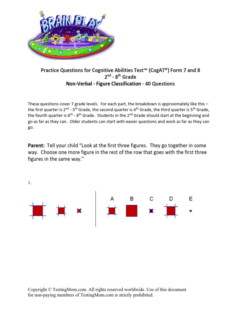 CogAT 2nd-8th Grade - Nonverbal Figural Classification - Testing Mom ...