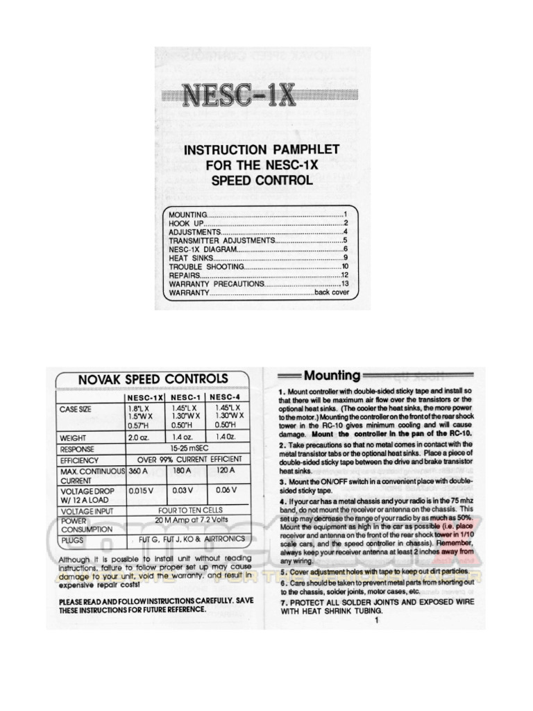 Novak Nesc 1x Manual | PDF