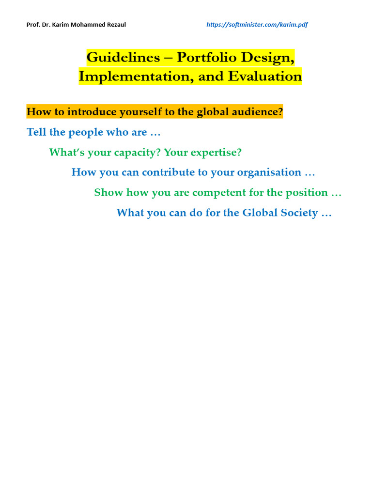 Portfolio Design and Evaluation Guide | PDF | Psychology ...