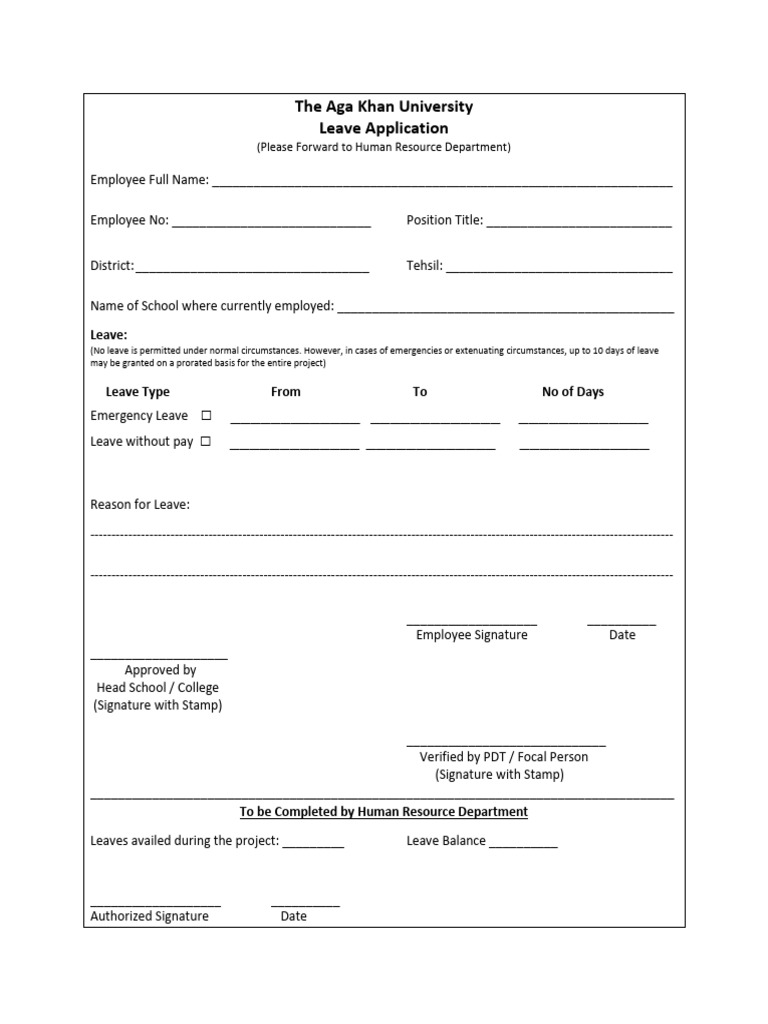 Leave Applicaiton Draft | PDF