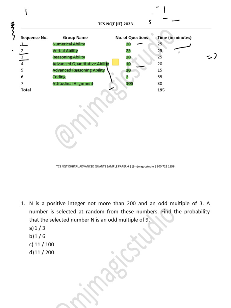 TCS NQT Digital Numerical Sample Paper 4 | PDF | Mathematics