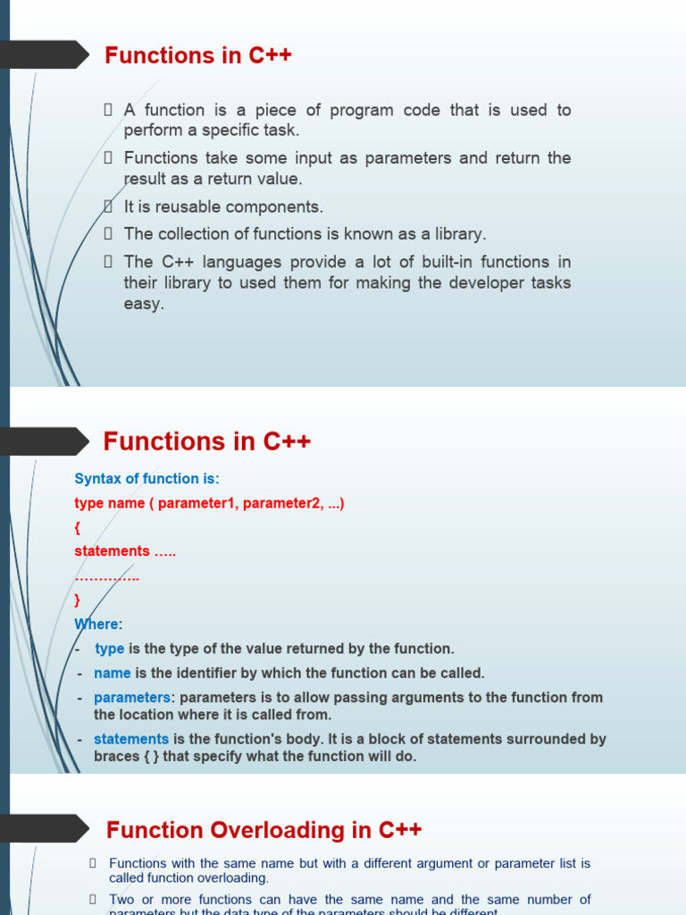Functions in C++ | PDF | Parameter (Computer Programming) | C++