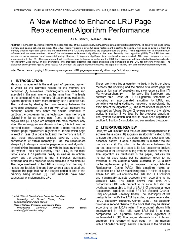 A New Method To Enhance LRU Page Replace | PDF | Computer Programming ...