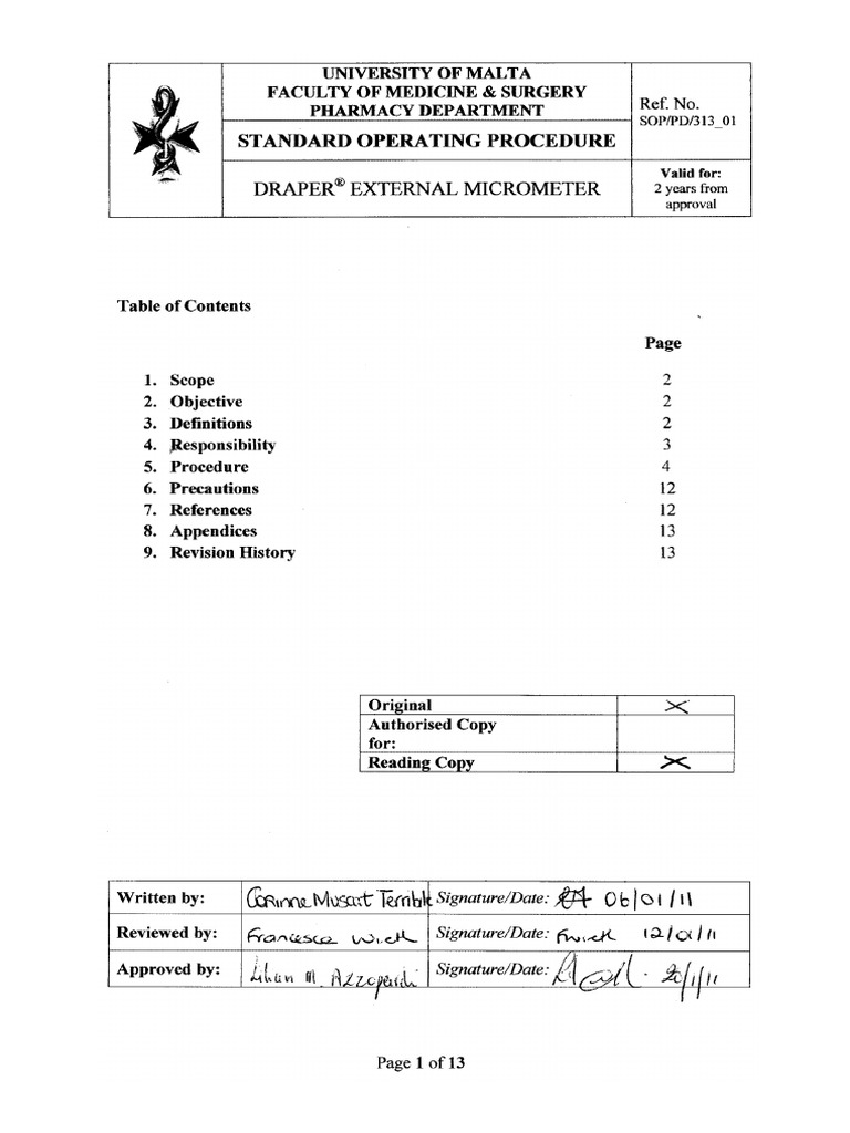 SOP.PD.313_01_Draper_External_Micrometer | PDF