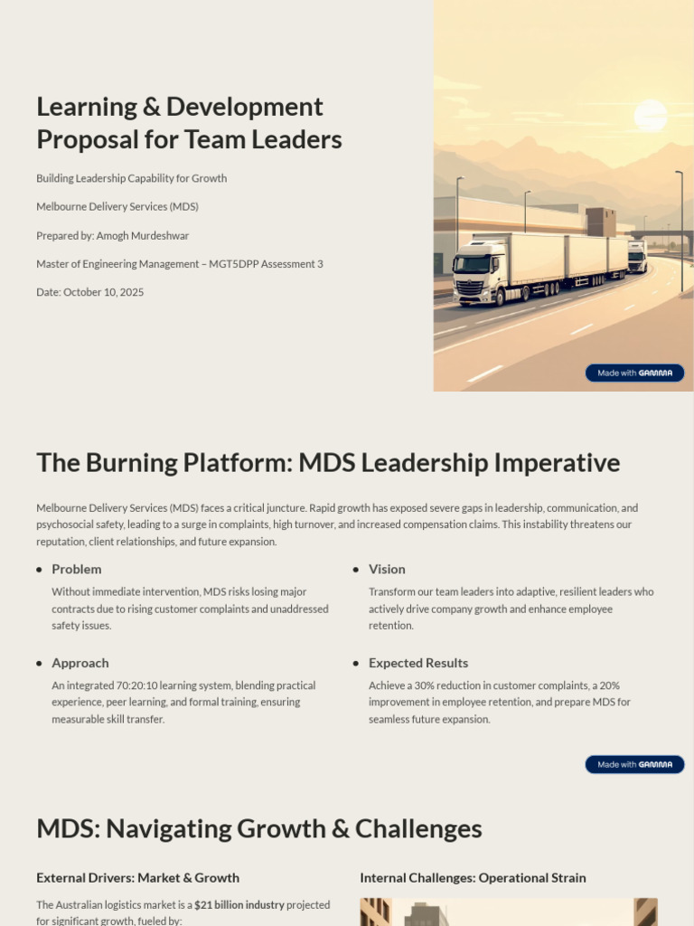 Learning and Development Proposal For Team Leaders | PDF | Employee ...