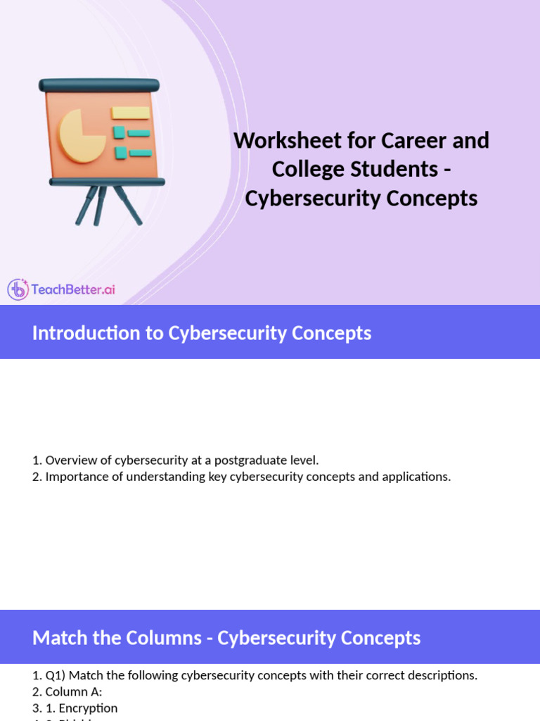 Quiz Worksheet Generator-Cybersecurity Concepts and Protocols Match-Up ...