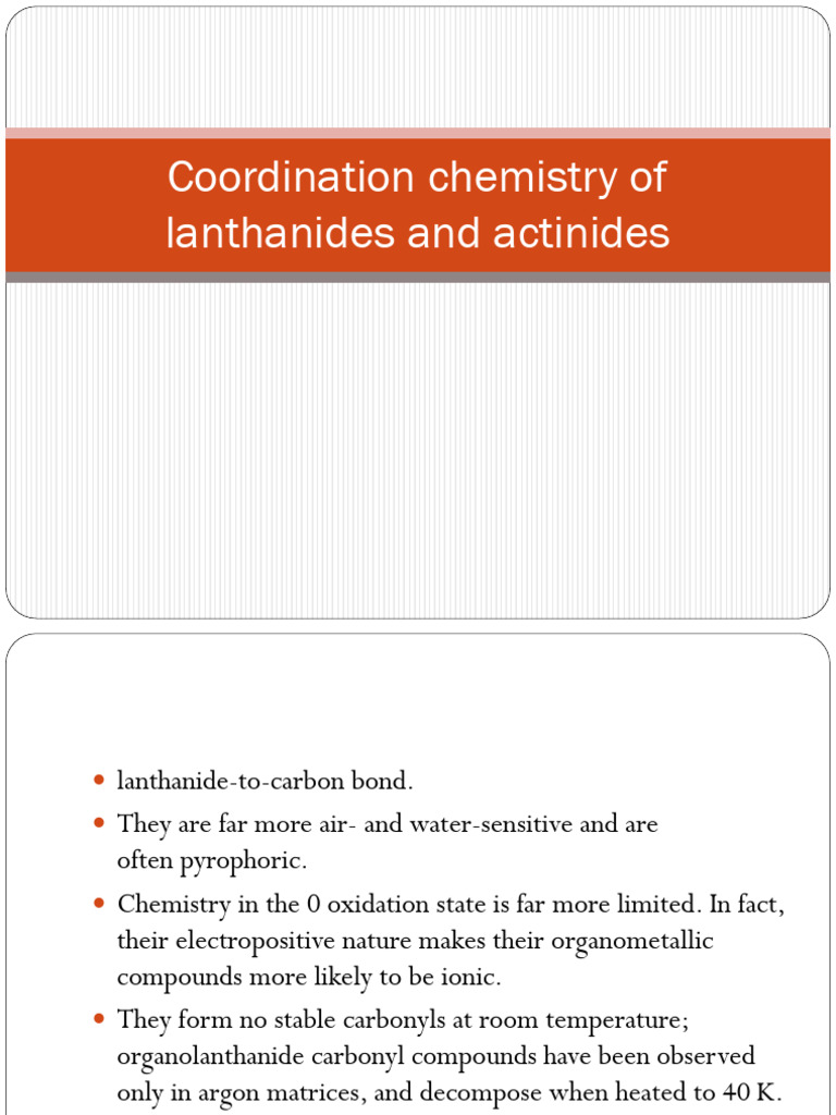 Coordination Chemistry of Lanthanides and Actinides | PDF