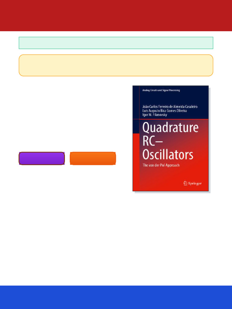 Quadrature RC Oscillators: The Van Der Pol Approach João Carlos ...