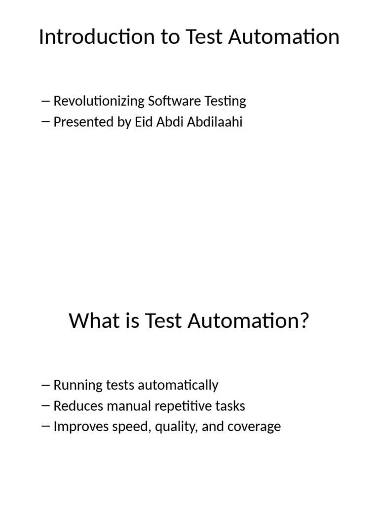 Test Automation Presentation | PDF
