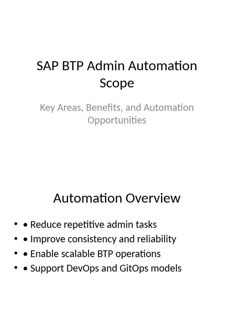 SAP BTP Admin Automation Scope | PDF