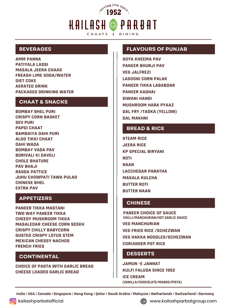 Kailash Parbat - Saltlake 1 | PDF | Indian Cuisine | Asian Cuisine