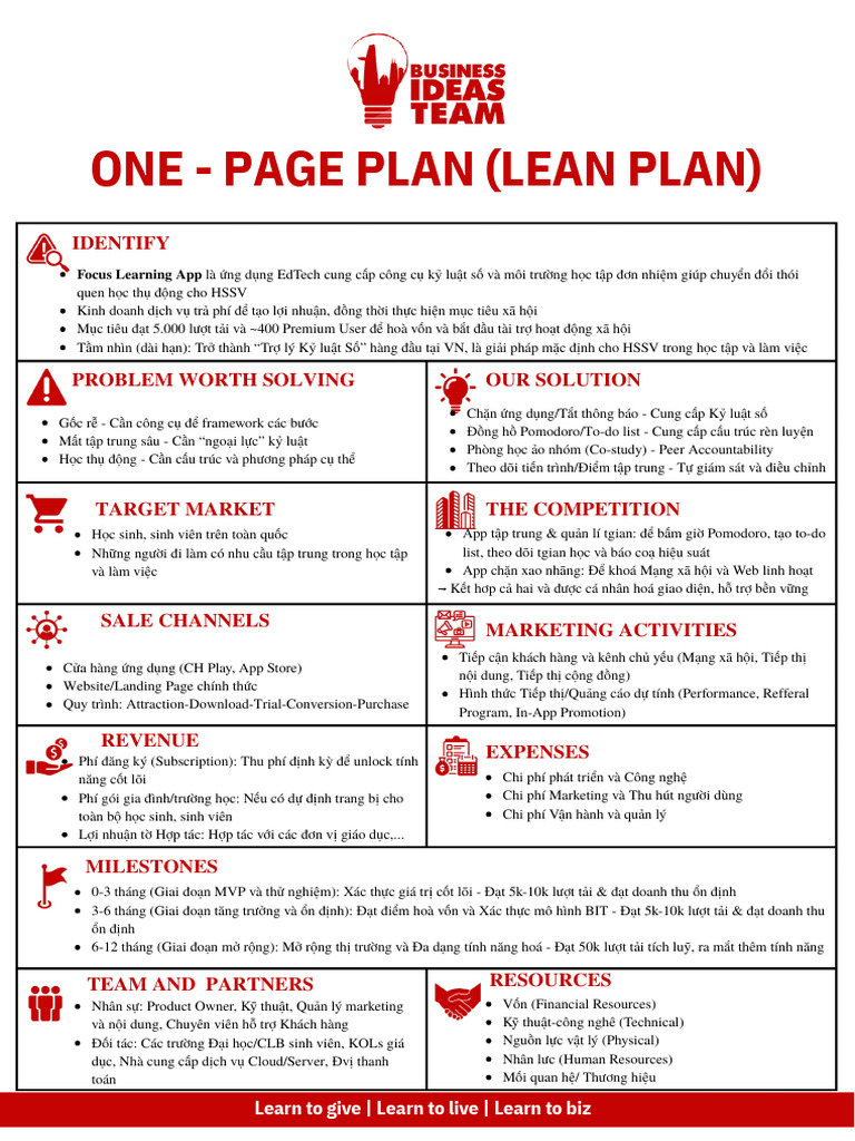 1111 (Bit - WR2025) (Toolkit) One - Page Plan (Lean Plan) PDF | PDF