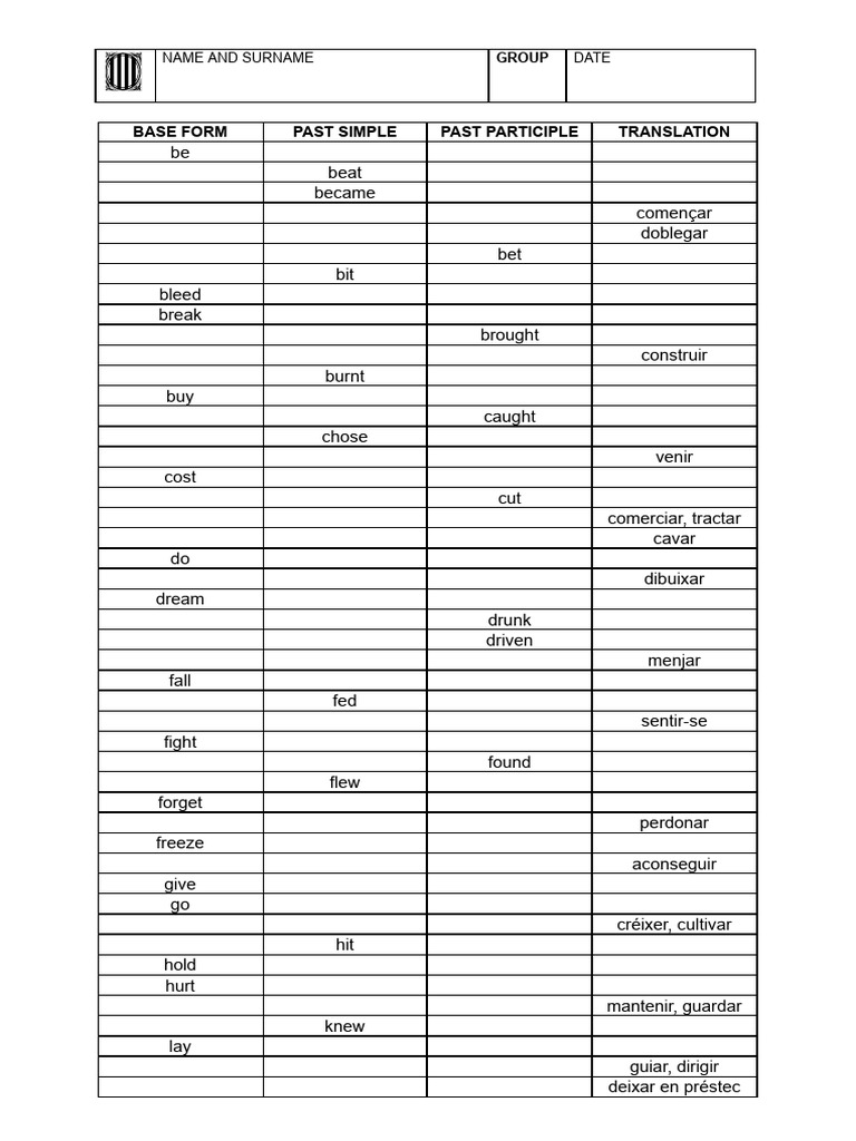 English Verb Forms and Translations | PDF | Linguistic Typology | Languages