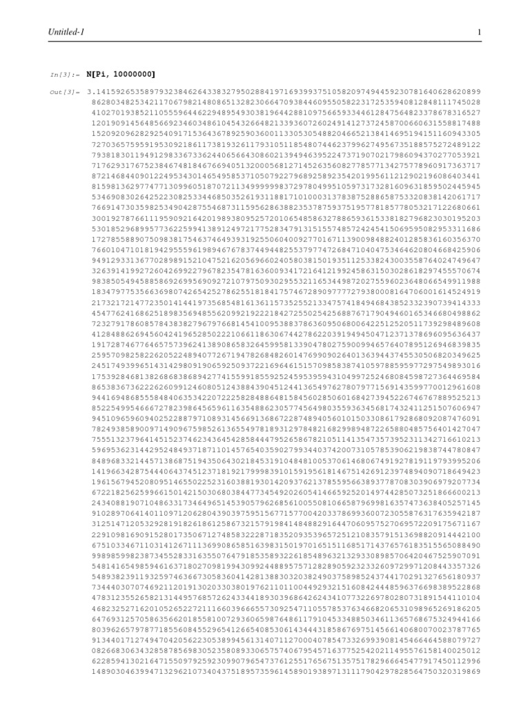 Pi With 10 Million Decimals | PDF