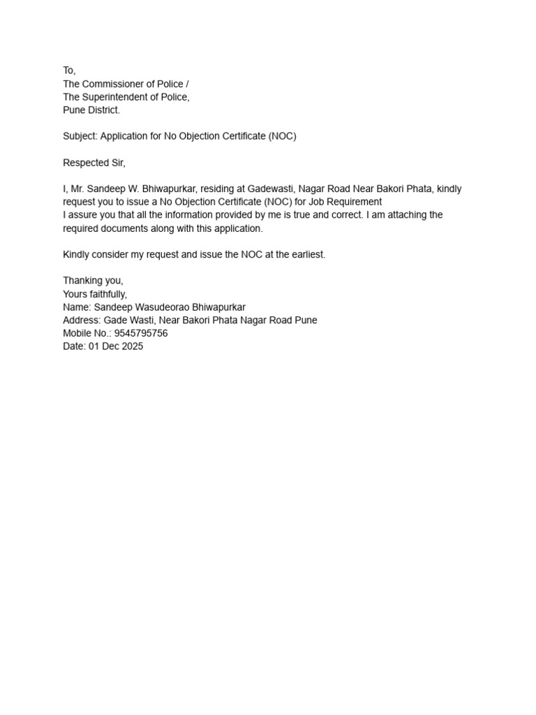 Application To Commissioner | PDF